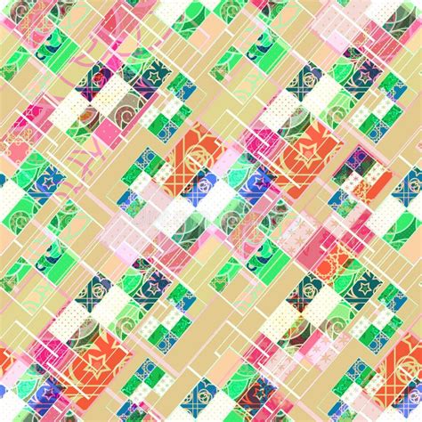 Geometric Abstract Seamless Pattern On Black Stock Vector