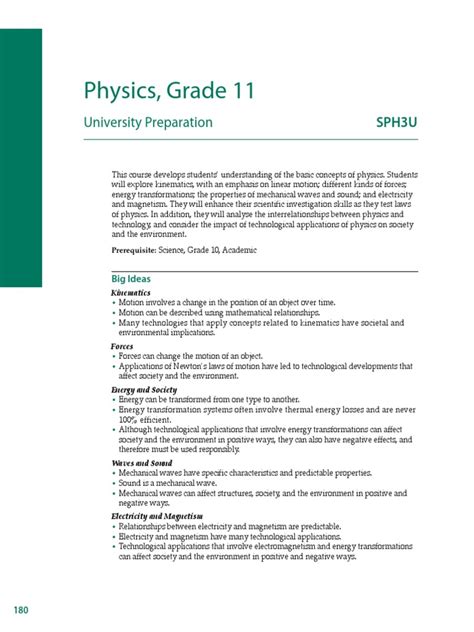Sph3u Physics 11 Ontario Curriculum Pdf Force Waves