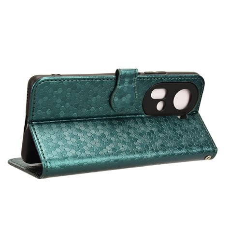 For Oppo Reno G Global Honeycomb Dot Texture Leather Phone Case Green Alexnld Com