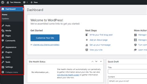Wordpress Dashboard Overview Learn How To Navigate A Wordpress Website