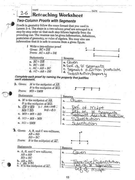 Extra Practice With Segment And Angle Proofs Hw Solutions Pdf