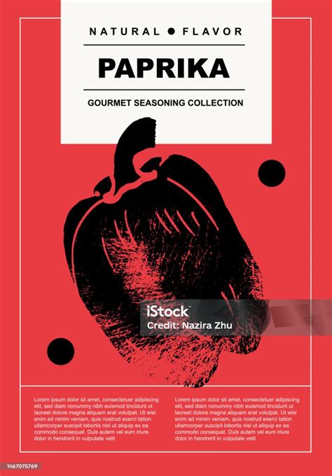 파프리카 향신료 허브 추상적인 그리기 디자인의 유기농 제품의 포스터 세트 음식 준비 및 요리를위한 라벨 또는 포스터 심플하고 평평한 디자인 포스터 표지 배너 파프리카에 대한