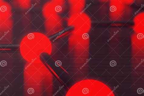 Rendering Red Abstract Nanotechnology Hexagonal Geometric Form Close Up Concept Graphene Atomic