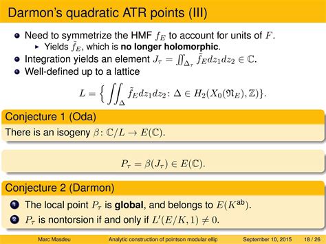 Analytic Construction Of Points On Modular Elliptic Curves Ppt