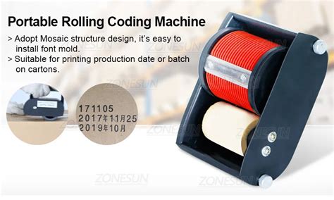 Zonesun Manual Cartons Date Code Printers Batch Number Rolling Coding