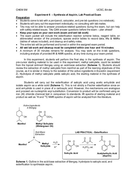 Fillable Online Synthesis Of Aspirin Lab Procedure Purpose And Safety Fax Email Print PdfFiller
