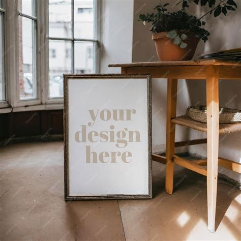 포스터 모 Psd 프레임 일러스트레이션 전시 미술 작품 프레임 내부 렌더링 프리미엄 Ai 생성 Psd