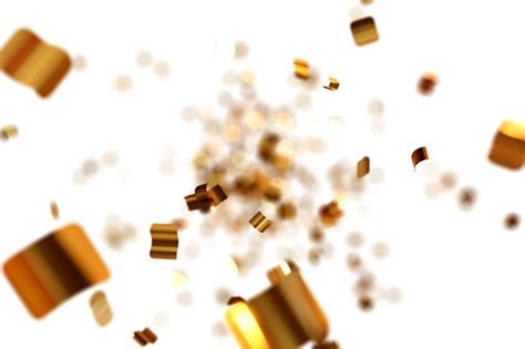 흰색 배경에 빛나는 골드 반짝이 색종이 황금 흐림 효과 3d 렌더링 색종이 조각에 대한 스톡 사진 및 기타 이미지 색종이 조각 투명한 배경 주제 Istock