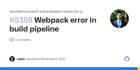 Webpack Error In Build Pipeline · Issue 5358 · Azureadmicrosoft Authentication Library For Js