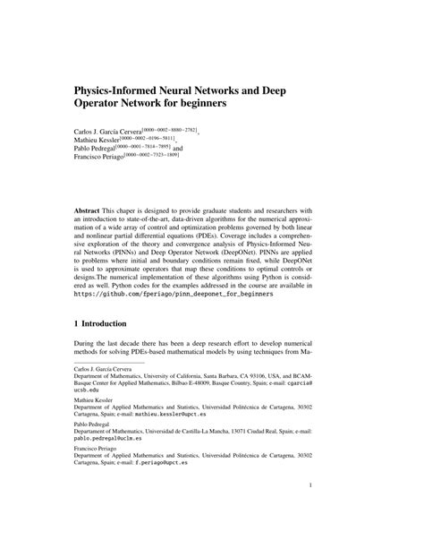 Pdf Physics Informed Neural Networks And Deep Operator Network For Beginners