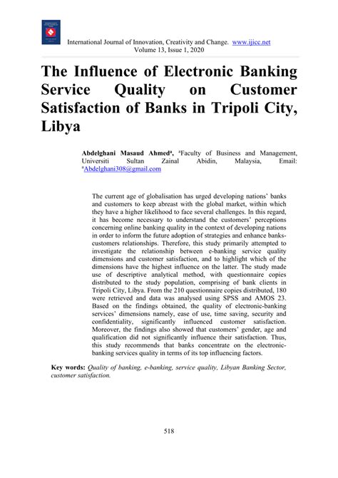 Pdf The Influence Of Electronic Banking Service Quality On Customer Satisfaction Of Banks In