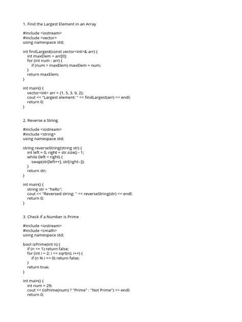 1 Find The Largest Element Pdf Namespace Computer Programming