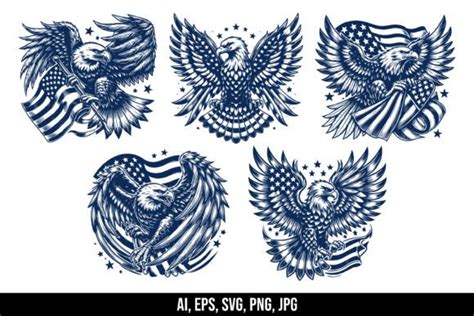 American Patriotic Eagle Vector Bundle Graphic By Raulyufitraf