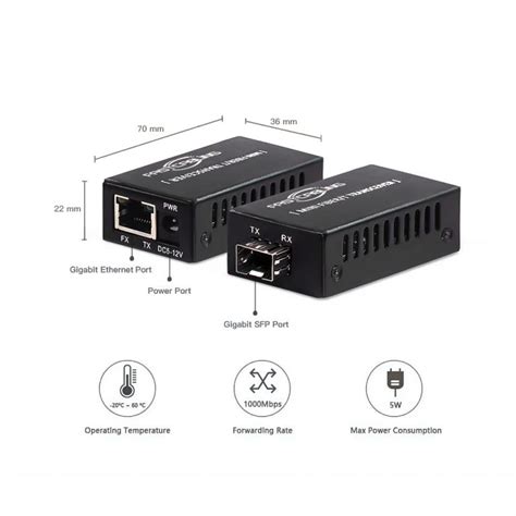 Gigabit Fiber To Ethernet Media Converter Kit LC Single Mode Fiber