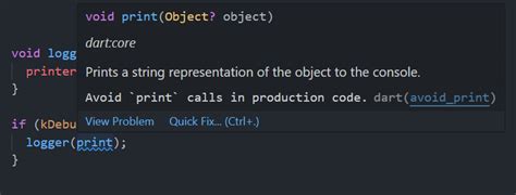 [flutter lints] shows warning with `print` even if i use kdebugmode · issue 102882 · flutter