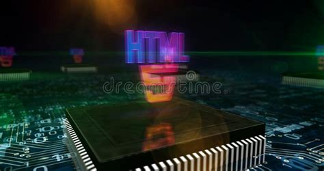 Html5 Programming Symbol And Processor Factory 3d Illustration Stock Illustration Illustration