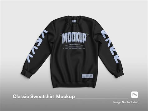 프론트 뷰 모던 크루네크 스웨트 셔츠 3d 고립 모형 플래트 레이 설정 프리미엄 Psd 파일