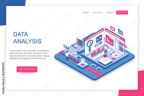 Data Analysis Big Data Analytics Modern 3d Isometric Vector Website Landing Page Template