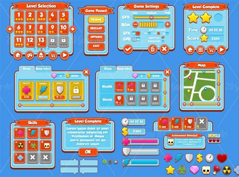 Casually Red Game GUI Game User Interfaces