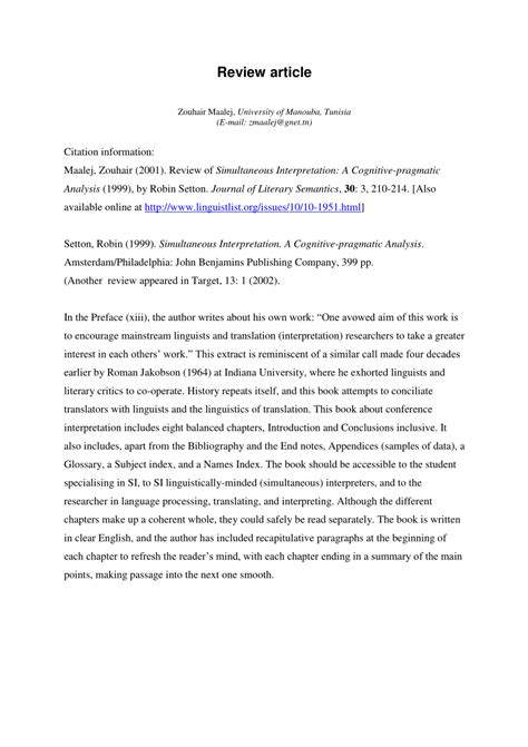 Pdf Book Review Simultaneous Interpretation A Cognitive Pragmatic Analysis