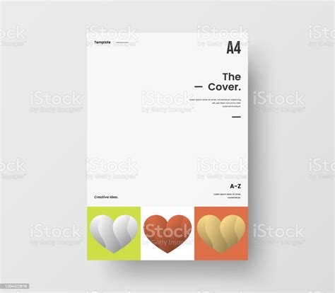 놀라운 발렌타인 데이 벡터 A4 수직 방향 전면 페이지 모형 하트 일러스트 디자인 레이아웃이 있는 추상 커버 휴일 인사말 카드 간단한 창조적 인 브로셔 템플릿 배경 A4