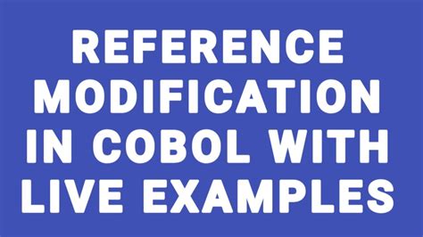 Reference Modification In Cobol How To Handle The Input And Output
