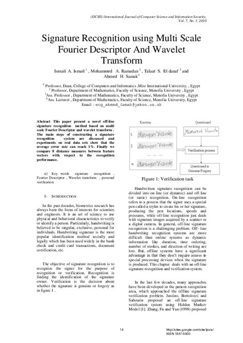 Pdf Signature Recognition Using Multi Scale Fourier Descriptor And Wavelet Transform