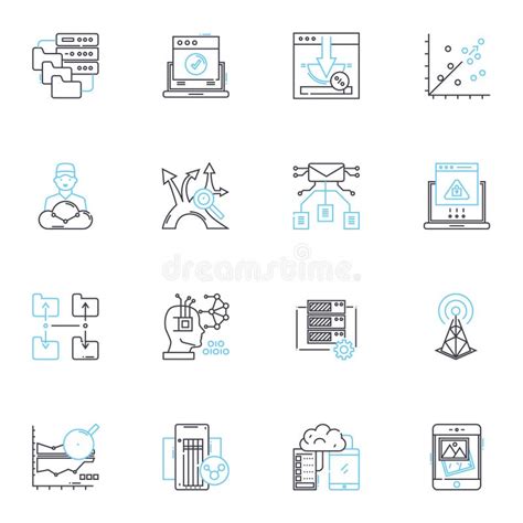 Mobile Computing Linear Icons Set Mobility Portability Connectivity