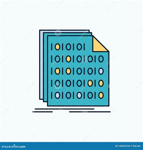 Binary Code Coding Data Document Flat Icon Green And Yellow Sign And Symbols For Website