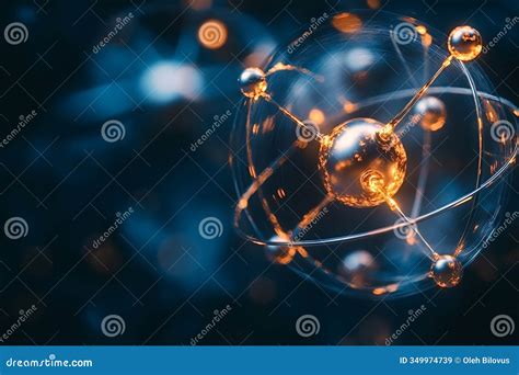 Electrons Orbiting Around Nucleus In Dynamic Atomic Structure Stock