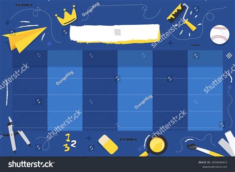 Back School Timetable Hand Drawn Classroom Stock Vector Royalty Free