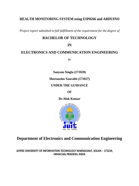 Health Monitoring System Using Esp8266 And Arduino Pdf