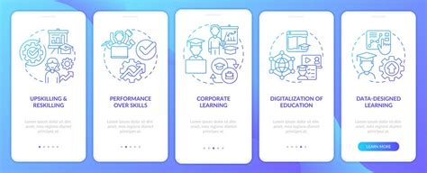 Premium Vector Latest Skills In Development Blue Gradient Onboarding Mobile App Screen