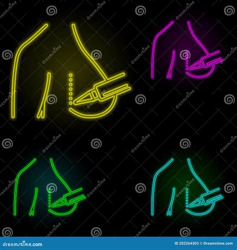 Breast Surgery Woman Body Neon Color Set Icon Simple Thin Line Outline Vector Of Anti Age