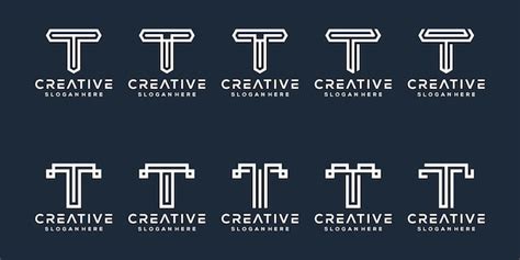 Набор букв T дизайн логотипа Премиум векторы