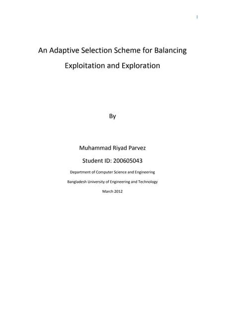 Adaptive Selection In Evolutionary Algorithm Thesis Pdf Genetics