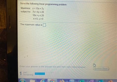 Solved Solve The Following Linear Programming Problem