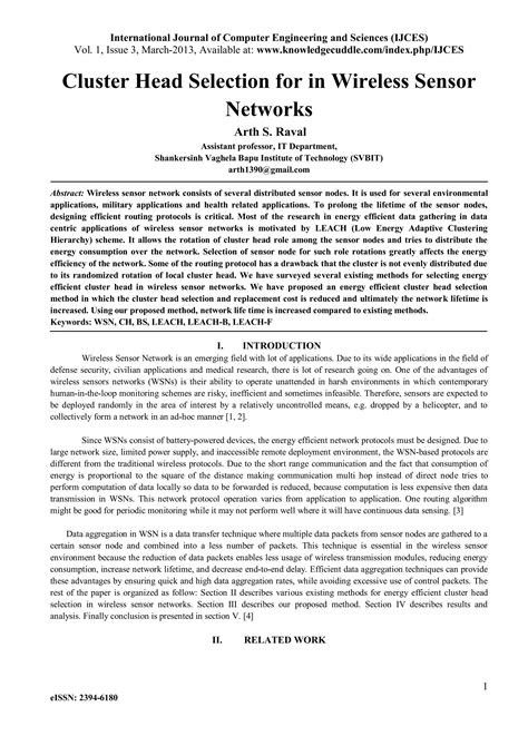 cluster head selection for in wireless sensor networks pdf