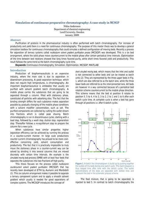 Simulation Of Continuous Preparative Chromatography A Case Study