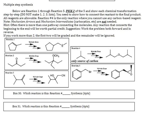 solved multiple step synthesis below are reaction through reaction pick