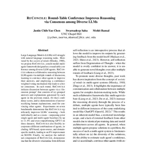 Reconcile Round Table Conference Improves Reasoning Via Consensus
