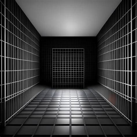 Premium Ai Image 3d Wireframe Black Grid Room Texture Background
