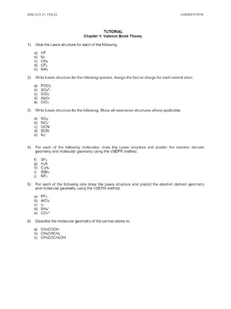 Tutorial 1 Chm 361 Pdf