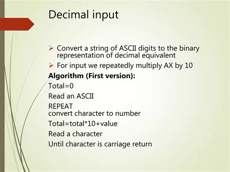 Assembly Language Programming Organization Of Ibm Pc Chapter 9 Part 2decimal Inputoutput Pptx