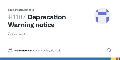 Deprecation Warning Notice · Issue 1187 · Zauberzeugnicegui · Github
