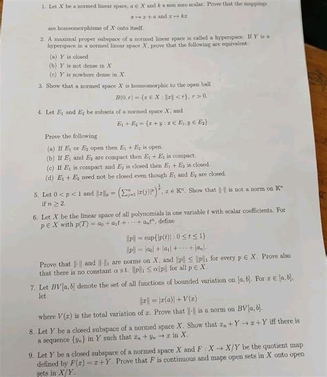 1 Let X Be A Normed Linear Space A X Studyx