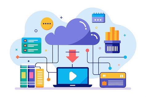 Premium Vector A Cloud Overseeing Various Electronic Devices Like A Laptop Smartphone And