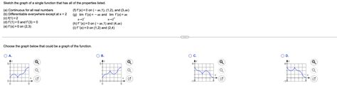 Solved Sketch The Graph Of A Single Function That Has All Of Chegg