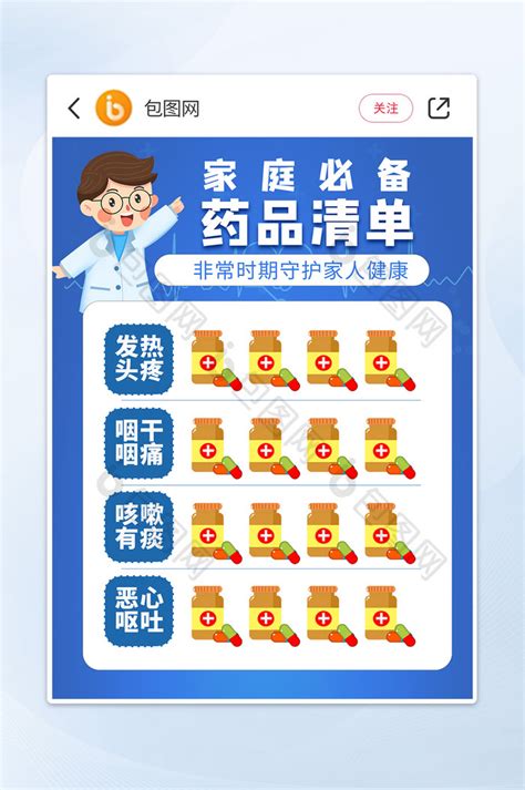 家庭必备药品清单小红书封面图片下载 包图网