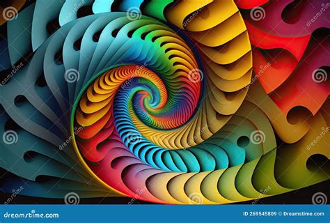 Rainbow Colored Abstract Recursive Spiral Texture Pattern Wallpaper Or Banner Design